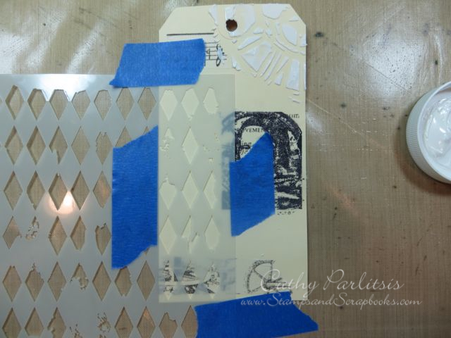 Distressed Tag with Embossing Paste and Stencils for Tim’s Tags of 2014 ...